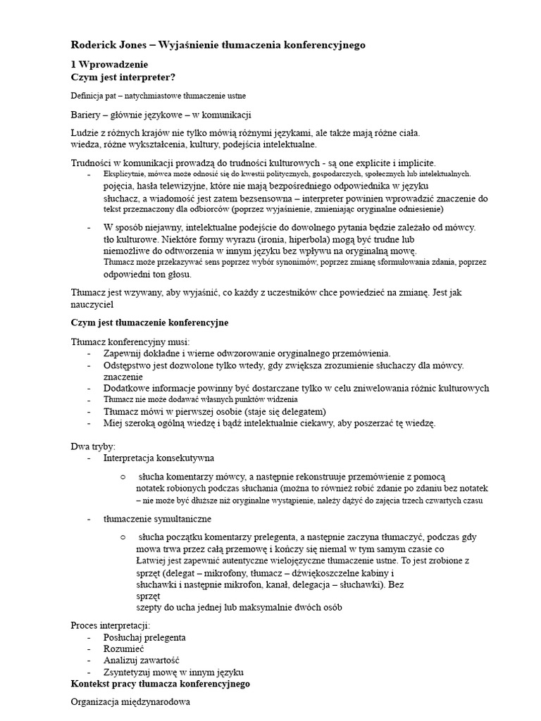 Roderick Jones - Tłumaczenie Konferencyjne Wyjaśnione | PDF