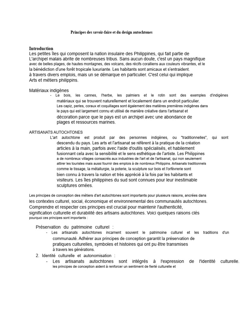 Design et artisanat autochtones philippins | PDF | Environnement ...