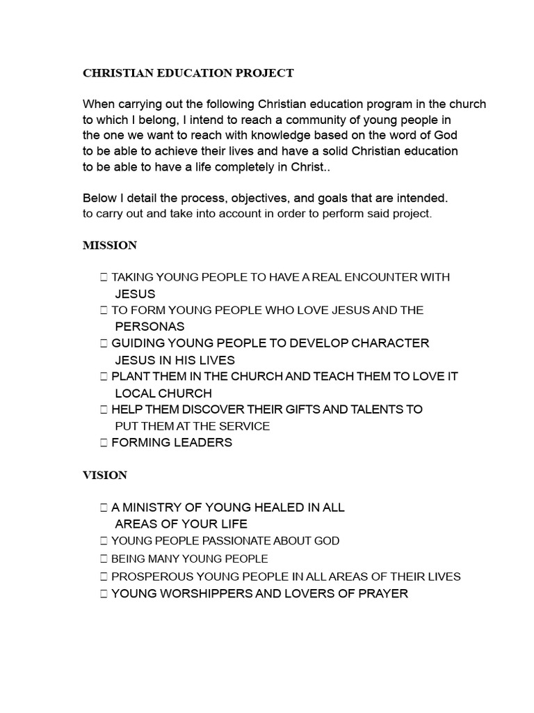 Christian Education Project for Youth | PDF | Jesus | Bible