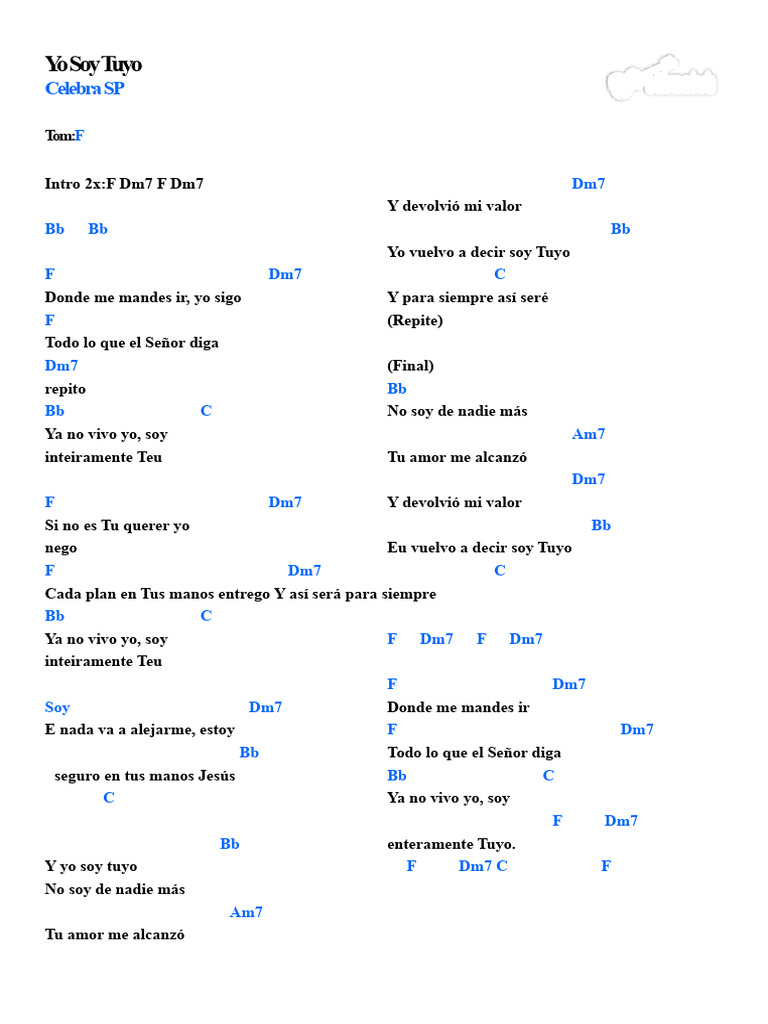Cifra Club - Celebra SP - Yo Soy Tu PDF | PDF