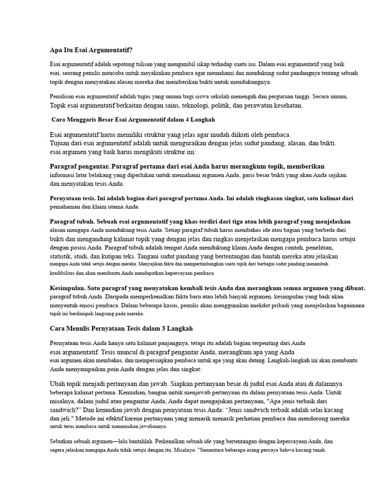 Struktur Esai Argumentatif yang Efektif | PDF