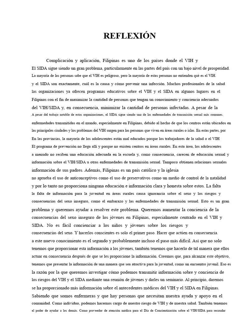Hiv Reflexión | PDF | Juventud | VIH / SIDA