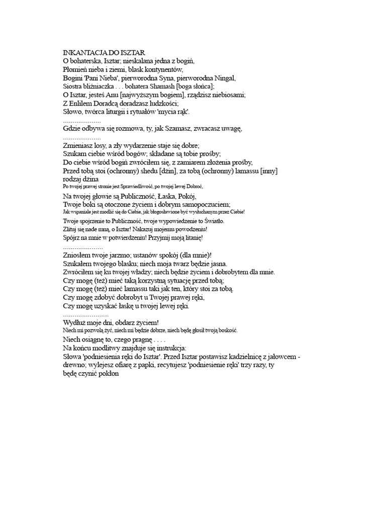 Inkantacja Do Isztar | PDF