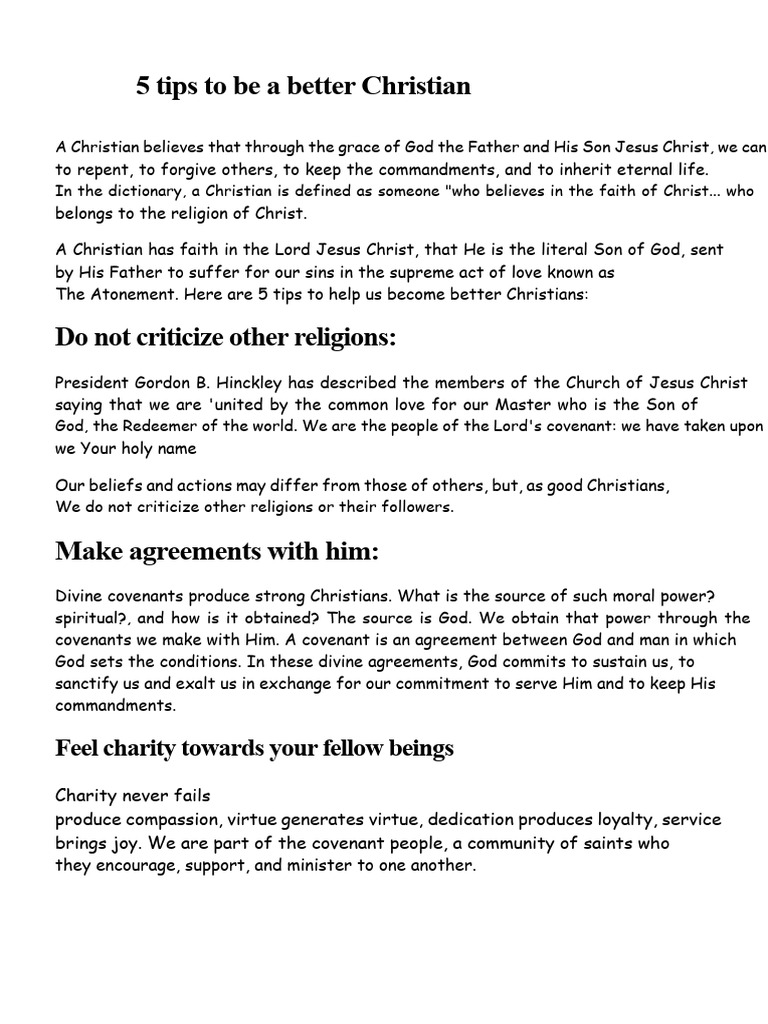 5 Tips To Be A Better Christian PDF | PDF | God The Father | Jesus