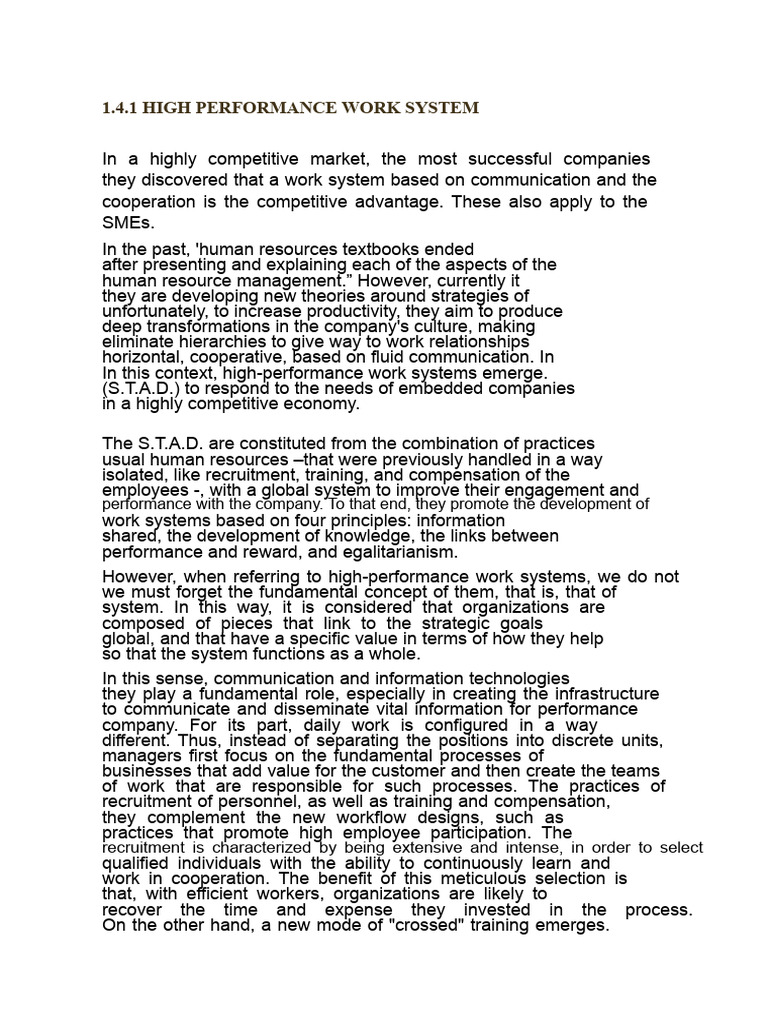 High-Performance Work Systems Explained | PDF | System | Human Resources