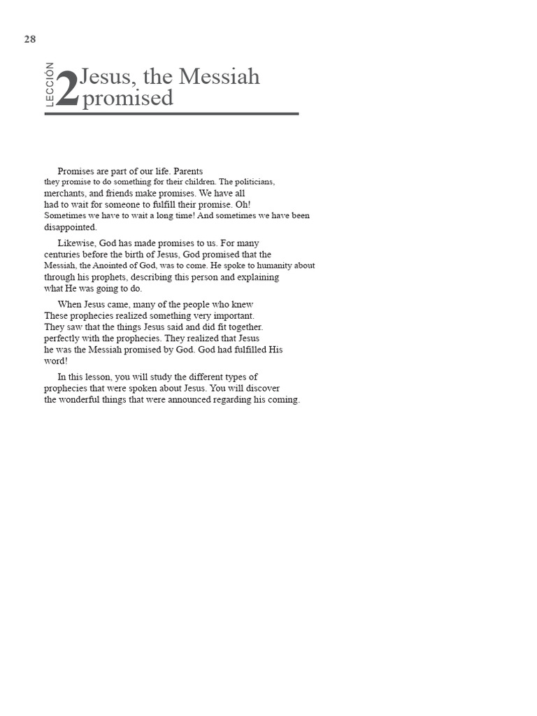 Class 5-4 Jesus - The Promised Messiah PDF | PDF | Jesus | Messiah