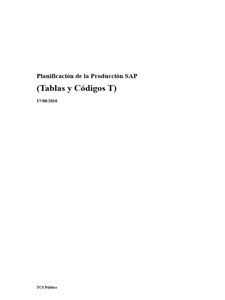 Planificación de la Producción de SAP (Tablas y Códigos T) | PDF | Planificación | Informática