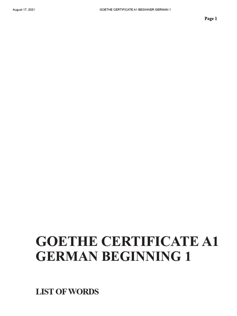Goethe Certificate A1 Beginner German 1 | PDF | Workweek And Weekend ...