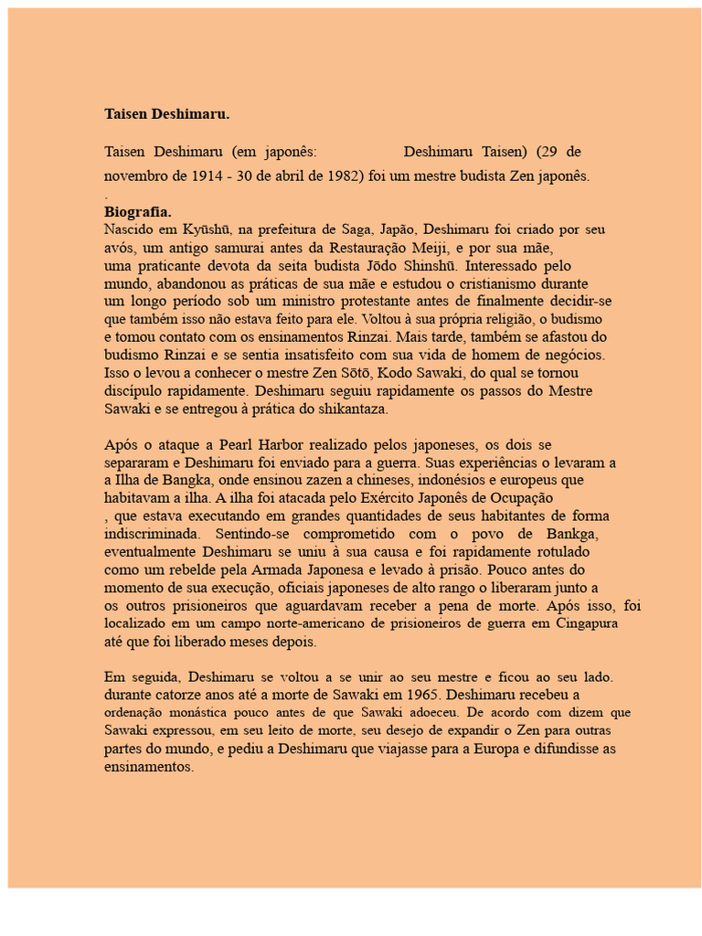 Taisen Deshimaru (1914-1982) Zen | PDF | Zen | Eihei Dogen