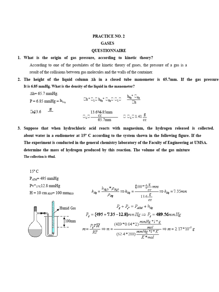Questionnaire No. 2 QMC 100 | PDF | Gases | Pressure