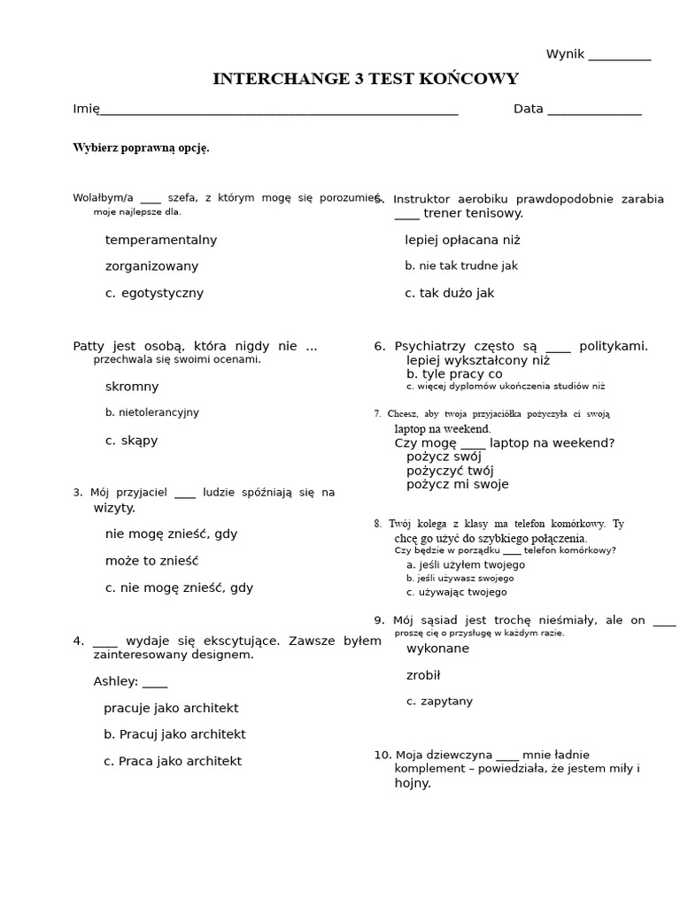 Test Interchange 3 | PDF
