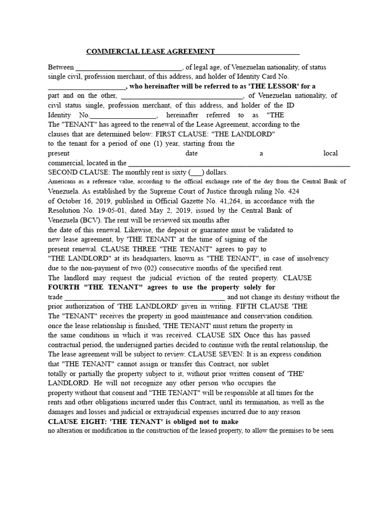 Model of Commercial Lease Contract | PDF | Lease | Leasehold Estate