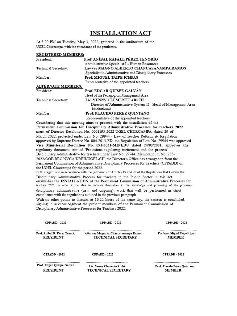Installation Act | PDF | Governance | Justice