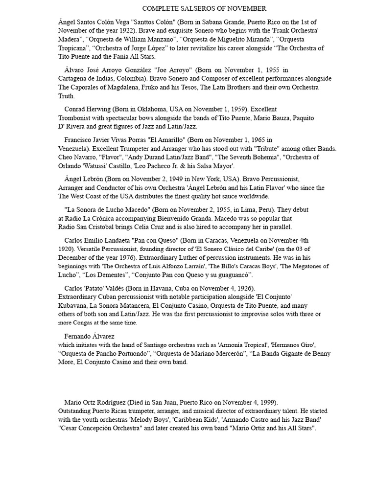 Tito Puente and Notable Salseros | PDF