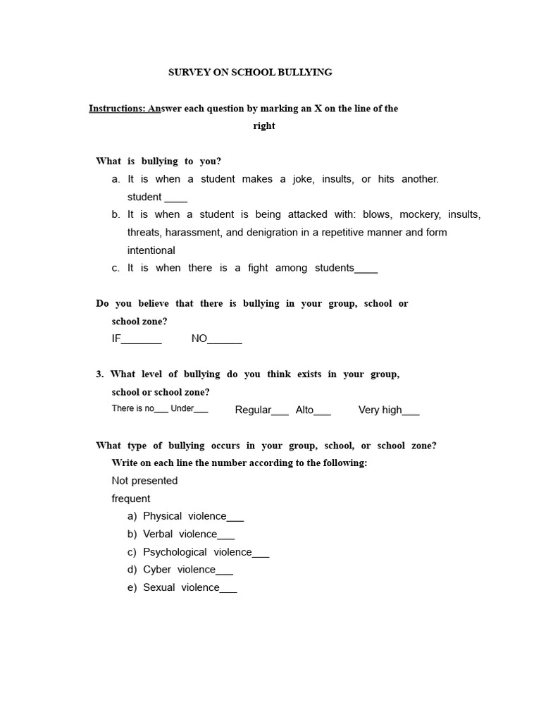 School Bullying Survey Insights | PDF