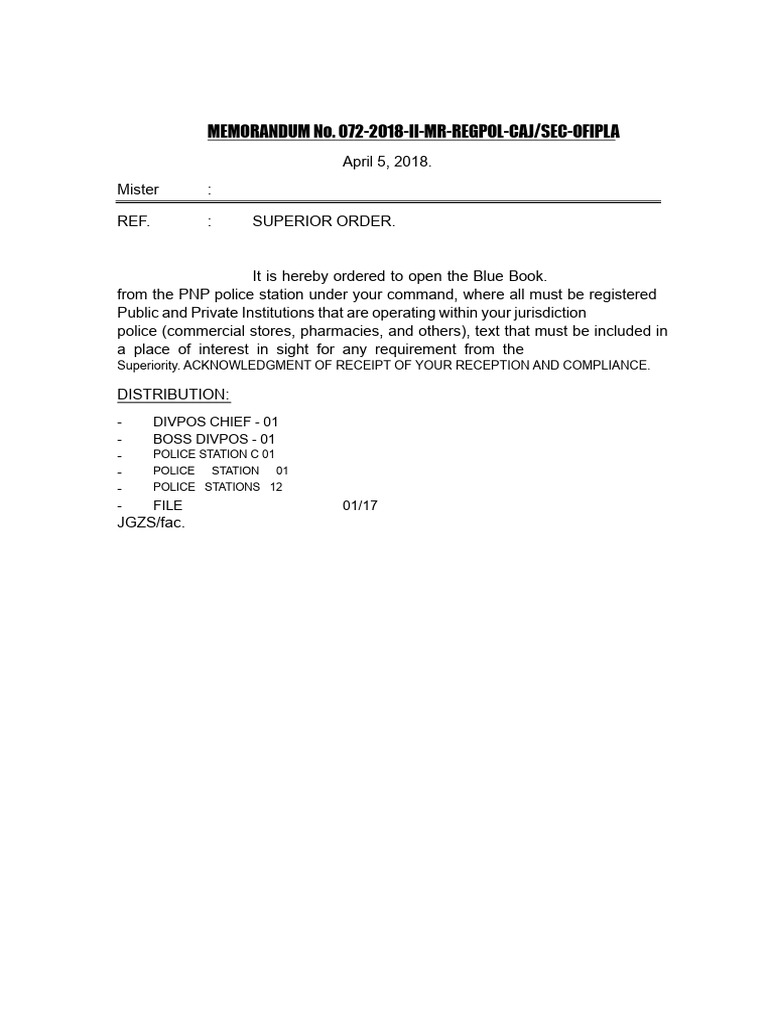 MEMORANDUM No. 072 - BLUE BOOK | PDF