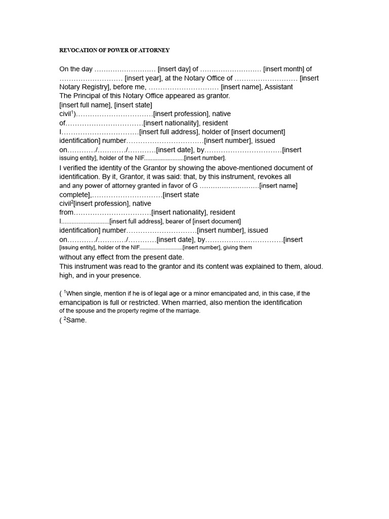 Revocation of Power of Attorney Form | PDF