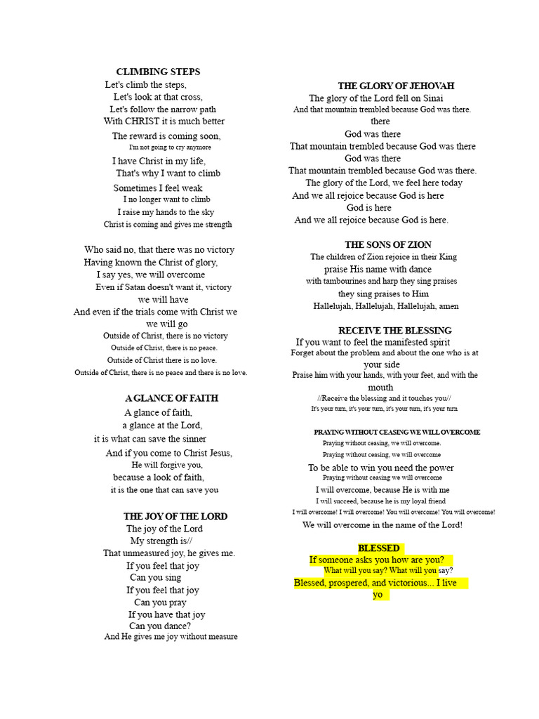 Lyrics of Christian Choruses | PDF | Jesus | God In Christianity