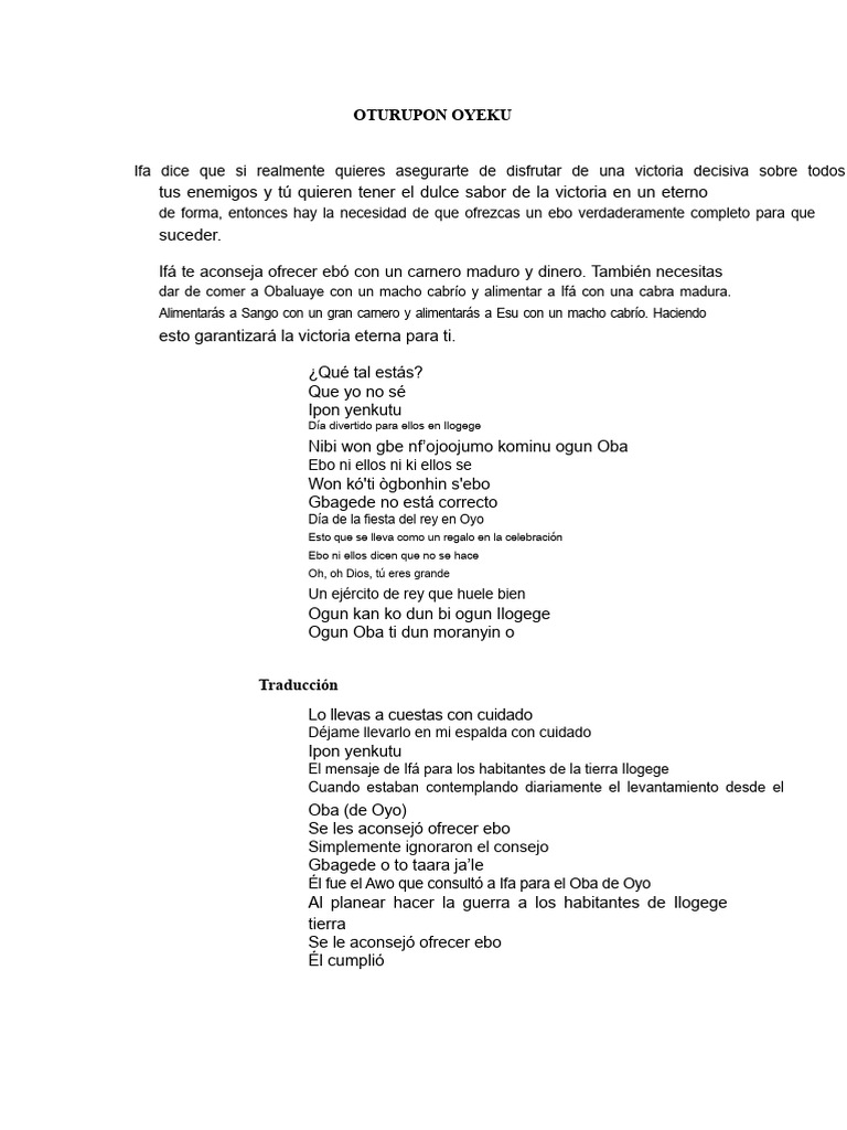 Ebo y Consejos de Ifá para la Victoria | PDF