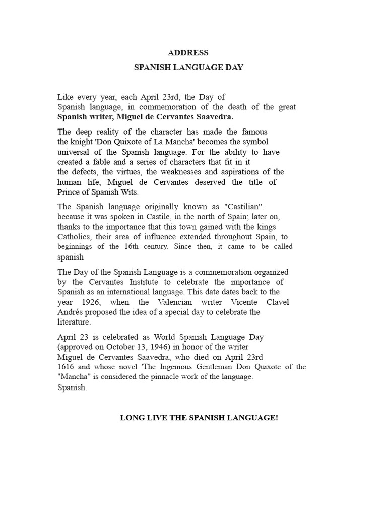 Address On Language Day Jaime Ariel | PDF