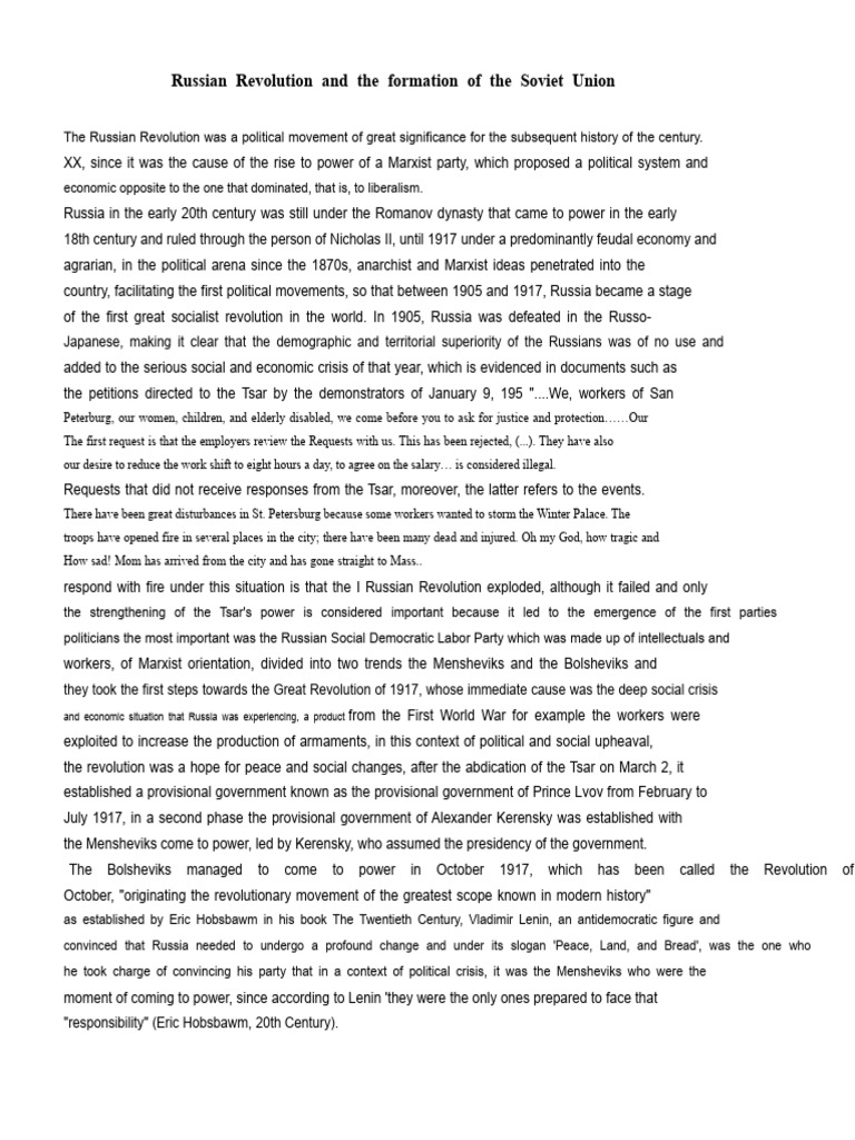 Russian Revolution and Soviet Formation | PDF | Russian Revolution ...