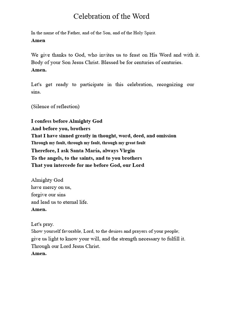 Celebration of the Word Liturgy Guide | PDF | Lord's Prayer | God In ...