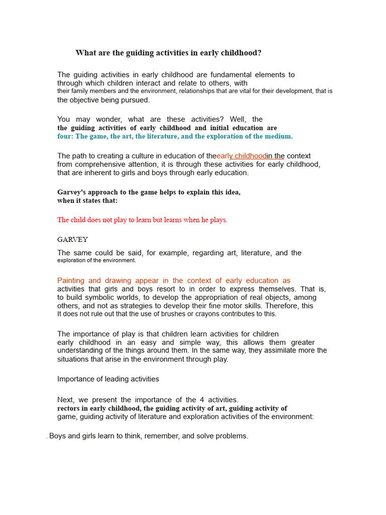 What Are Guiding Activities | PDF | Early Childhood | Child Development