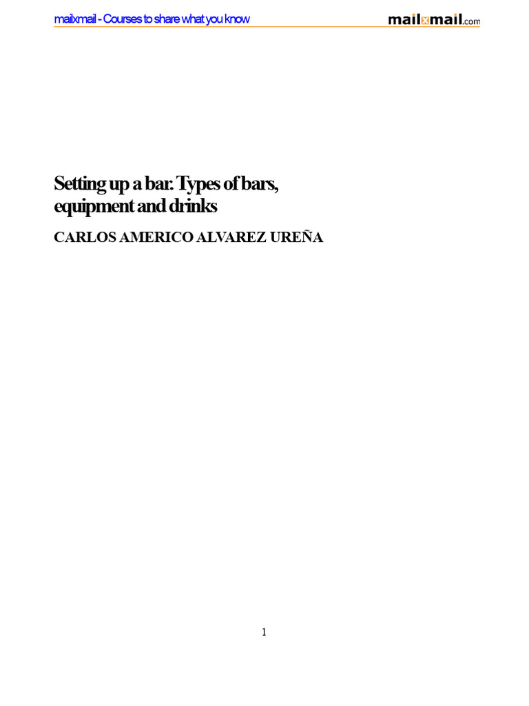 Bar Setup: Types, Equipment, and Drinks | PDF | Alcoholic Beverages | Drink