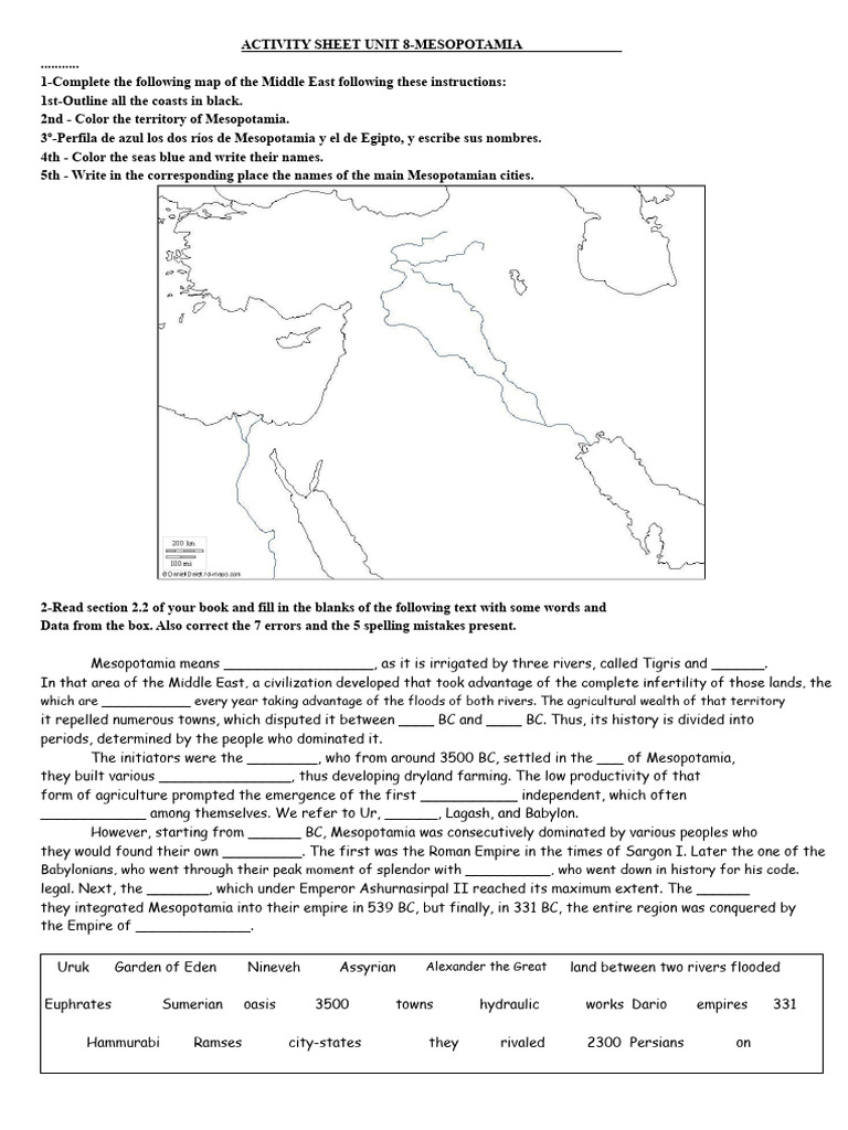 Activity Sheet Unit 8 - Mesopotamia | PDF | Mesopotamia | Ancient Near East