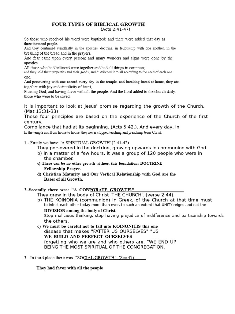 Four Types of Biblical Growth | PDF | Acts Of The Apostles | God In ...