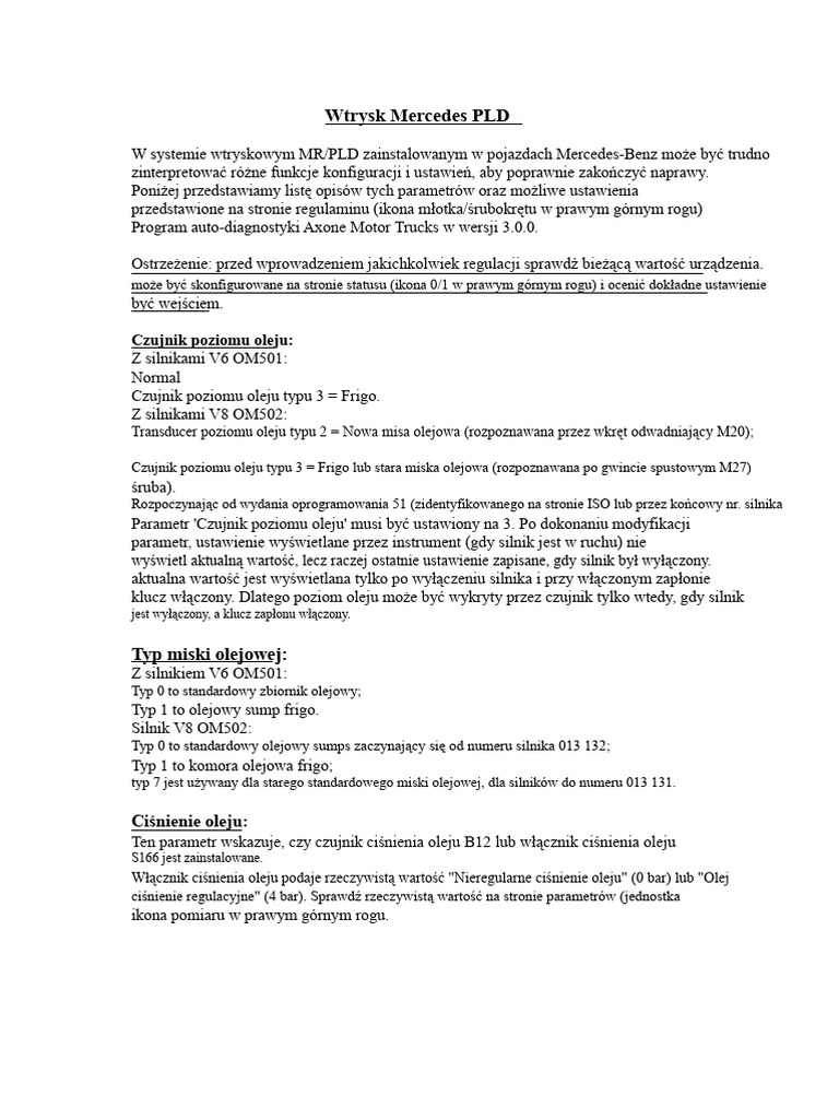 Wtrysk Mercedes PLD | PDF