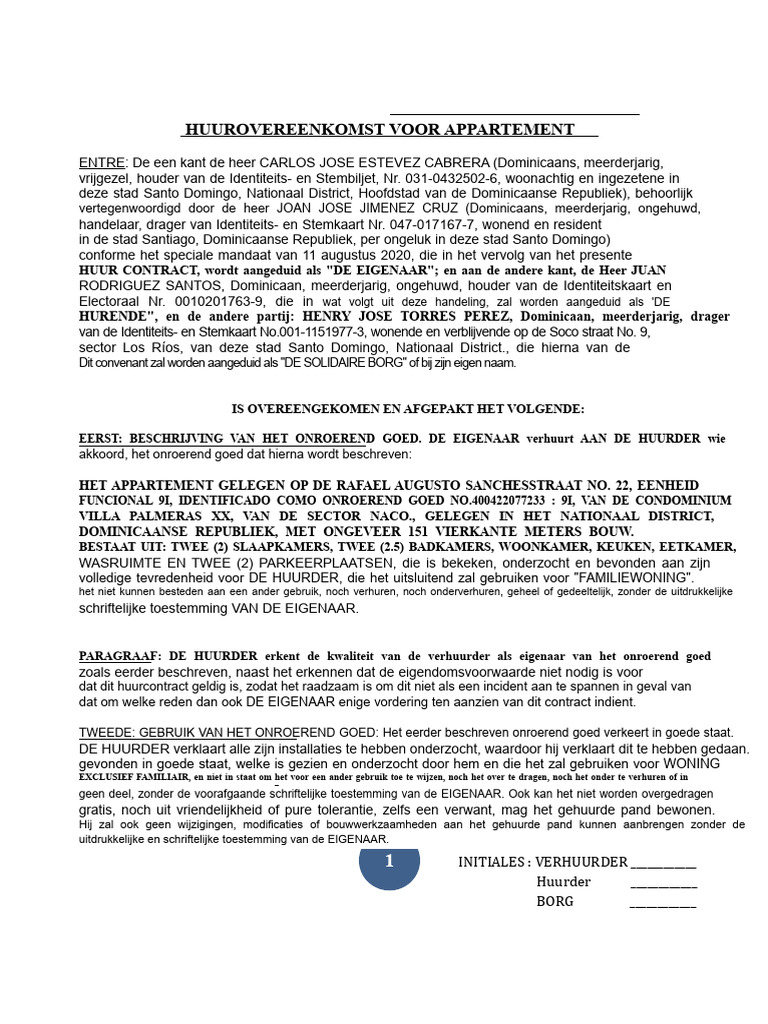 Huurcontract Juan Rodriguez Santos | PDF