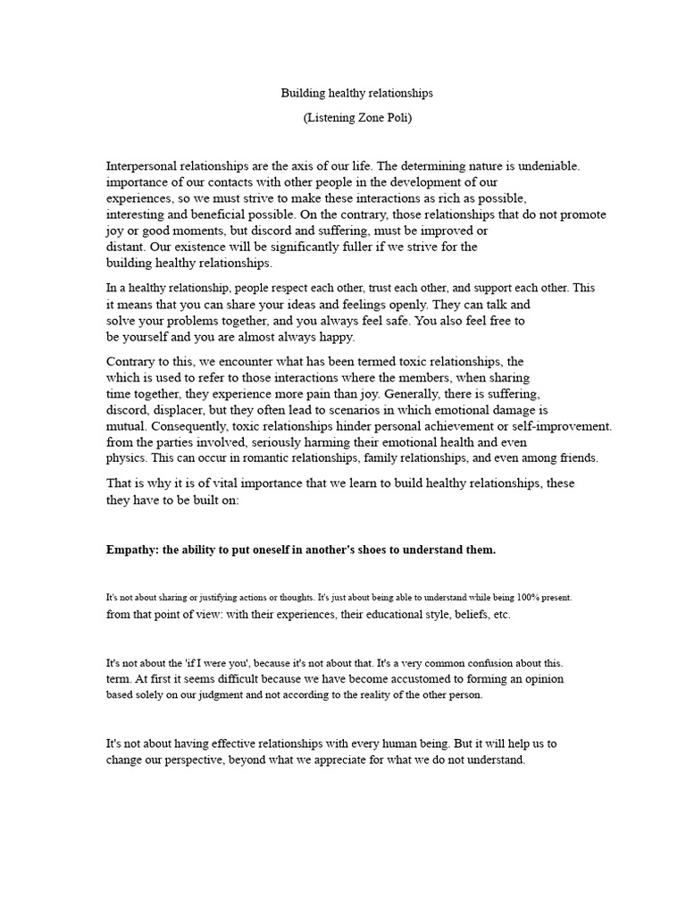 Building Healthy Relationships Guide | PDF | Empathy | Thought