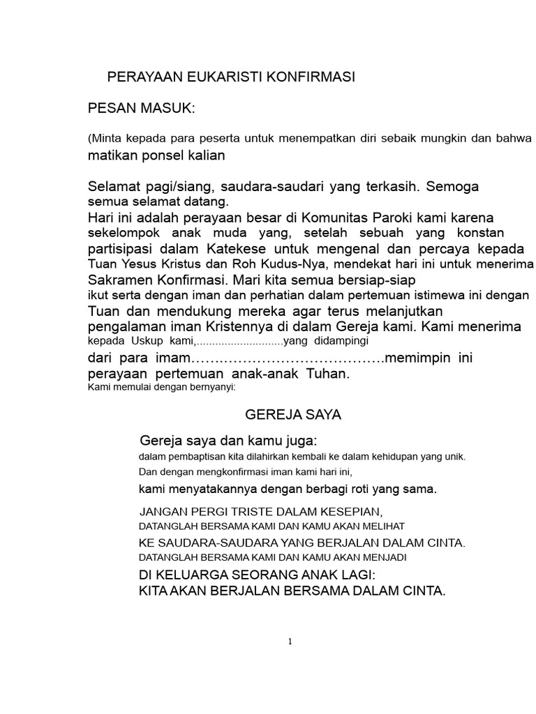 Perayaan Ekaristi Konfirmasi Anak Muda | PDF