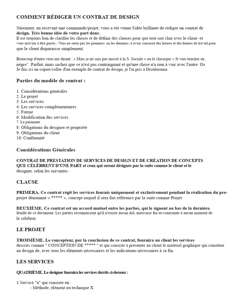 Modèle de contrat de design | PDF