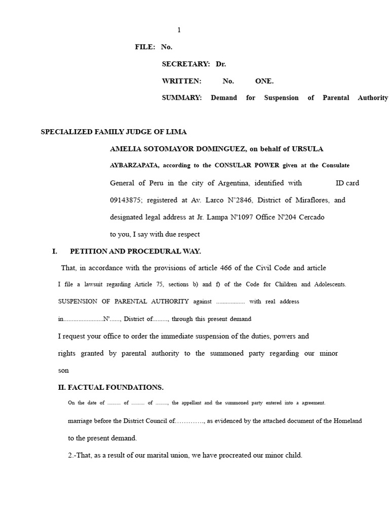 Model of Suspension Claim | PDF | Lawsuit | Child Support