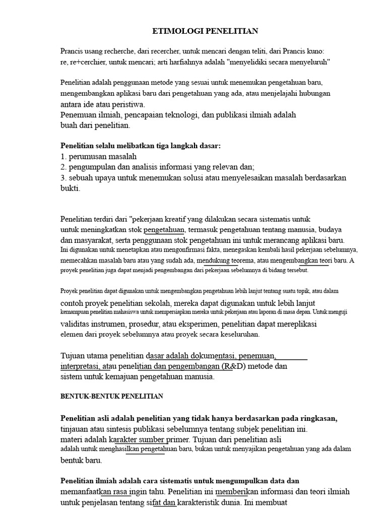 Etimologi dan Metode Penelitian Ilmiah | PDF