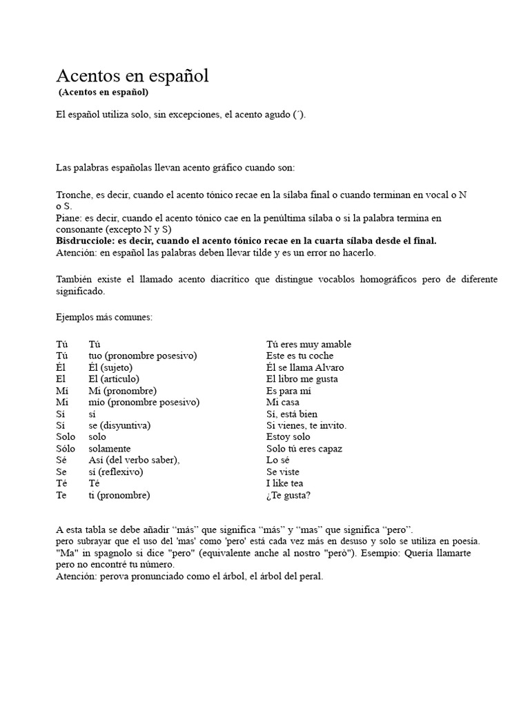 Acentos en Español | PDF