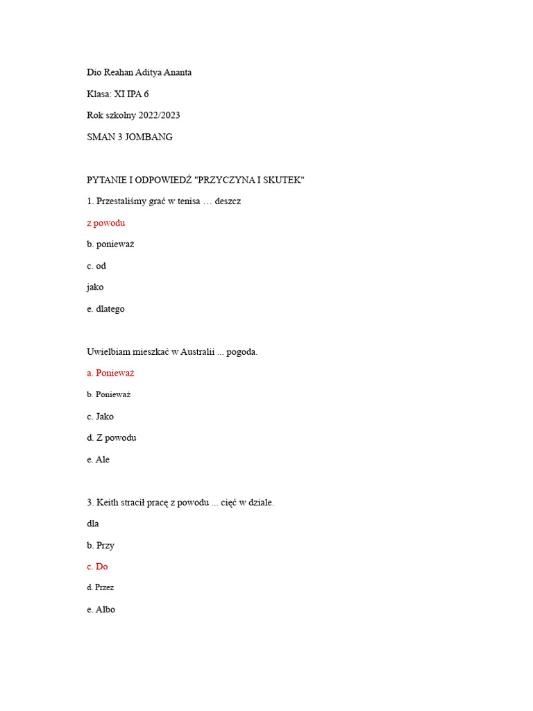 Przyczyna I Skutek | PDF