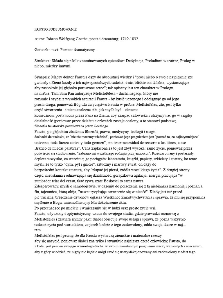 Streszczenie Fausta | PDF