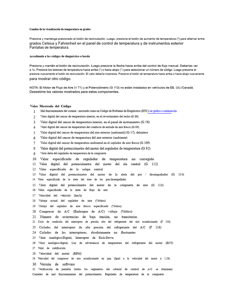 Códigos de Control Climático A4 | PDF | Techo | Temperatura