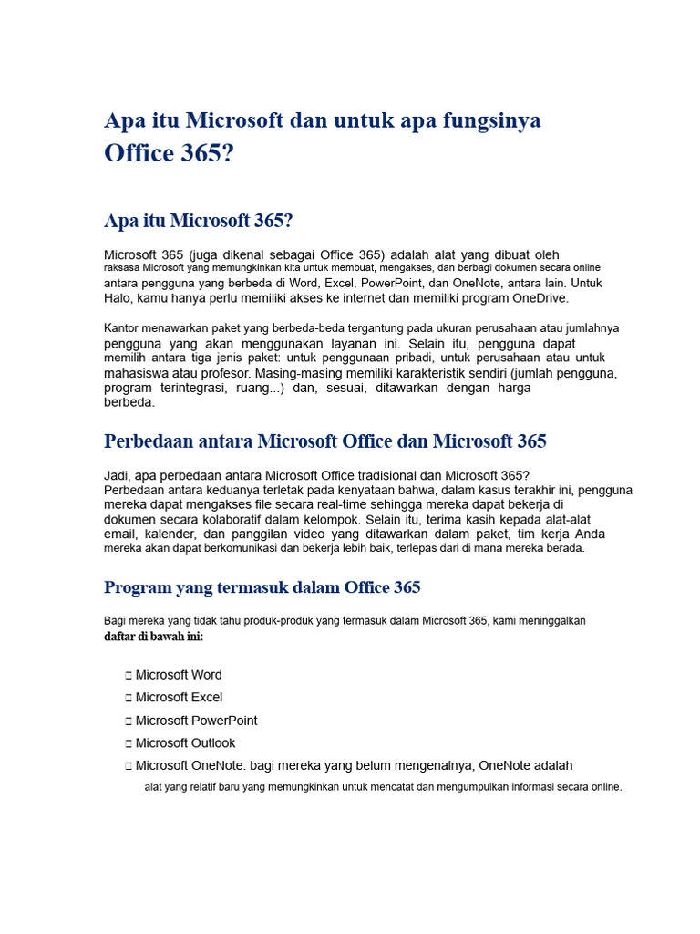 Apa Itu Dan Untuk Apa Microsoft Office 365 Digunakan? | PDF