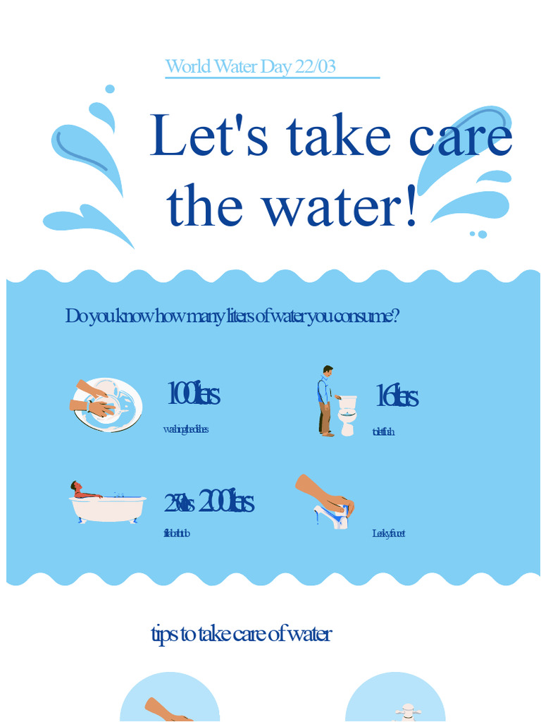 Informative Infographic On Water Conservation Illustrated in Light Blue ...