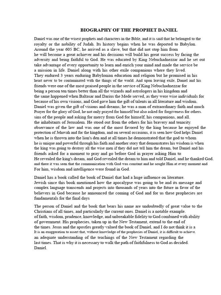 Biography of the Prophet Daniel | PDF | Daniel (Biblical Figure ...