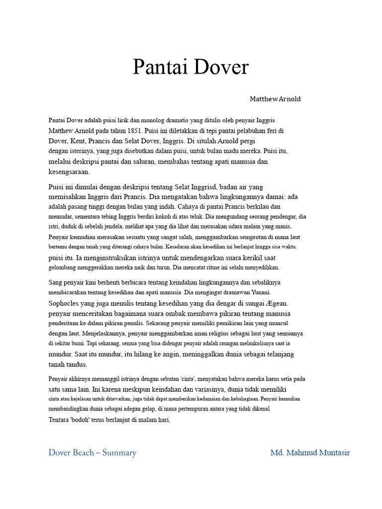 Pantai Dover: Matthew Arnold | PDF