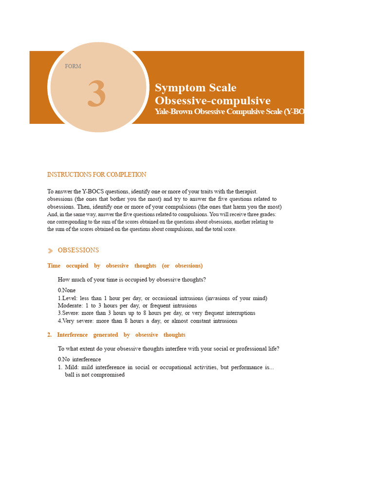 Y-BOCS Obsessive-Compulsive Scale Guide | PDF | Obsessive–Compulsive ...