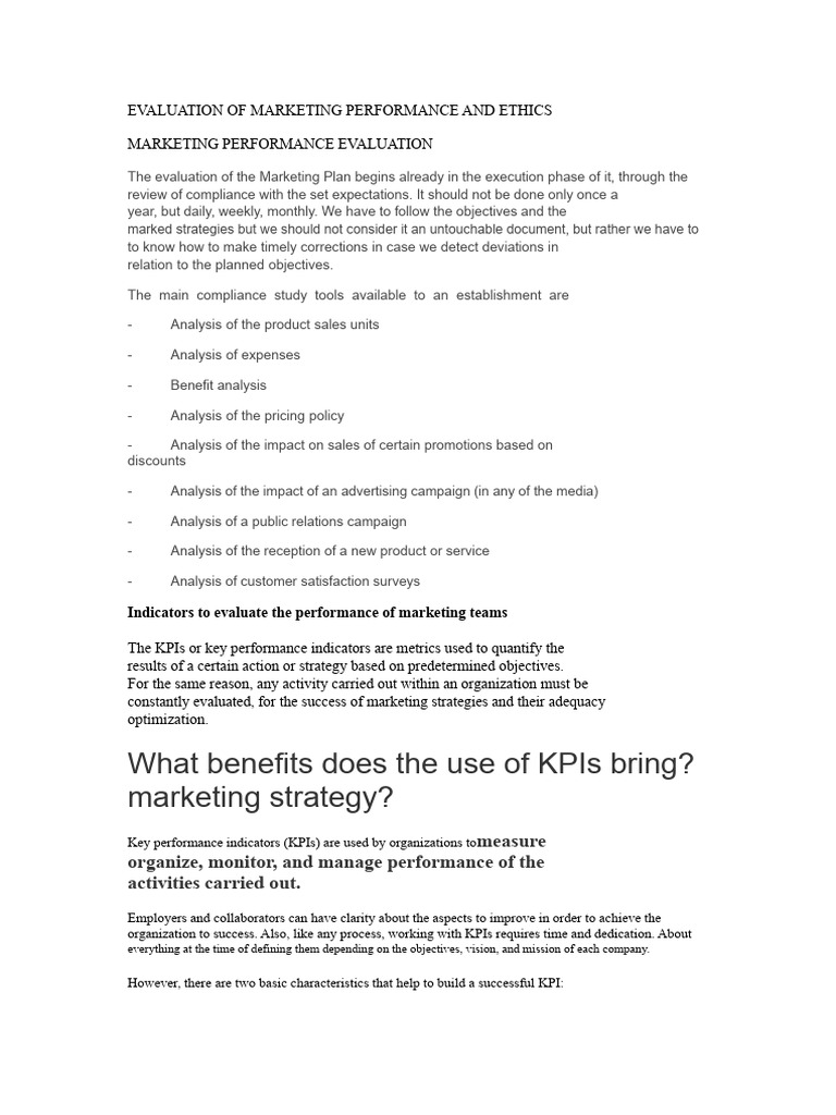 Marketing Performance Evaluation & KPIs | PDF | Performance Indicator ...