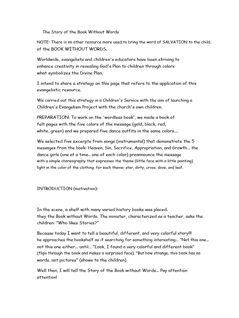 The Story of The Book Without Words | PDF | Jesus | Eternal Life ...