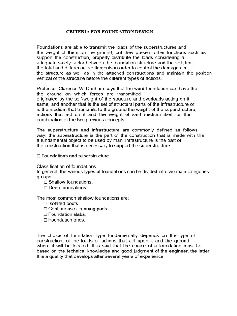 Foundation Design Criteria Explained | PDF | Foundation (Engineering ...
