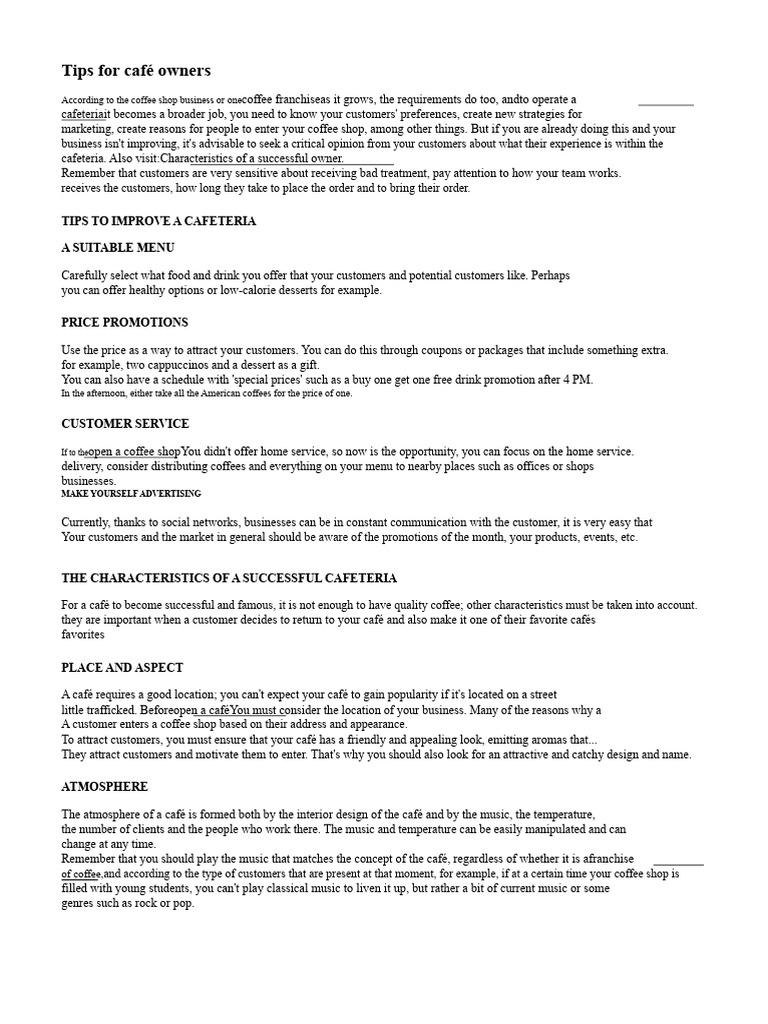 Strategies For Cafeteria | PDF | Coffeehouse | Inventory